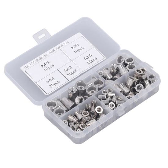Minifinker Assortiment Rivet Nut M3 M4 M5 M6 M8 Aluminium - 100pcs ...