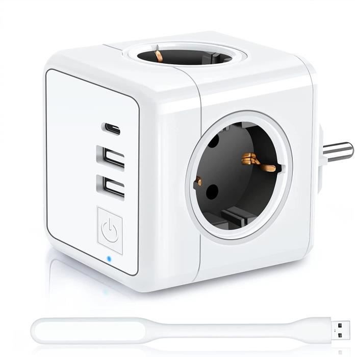 Prise usb multiple 7 en 1 multiprise electrique 4 prises 1 ports usb c ...