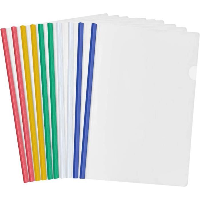 10 Feuilles Plastique A4 Dossier CoulissanteClair Chem de Couvertures ...