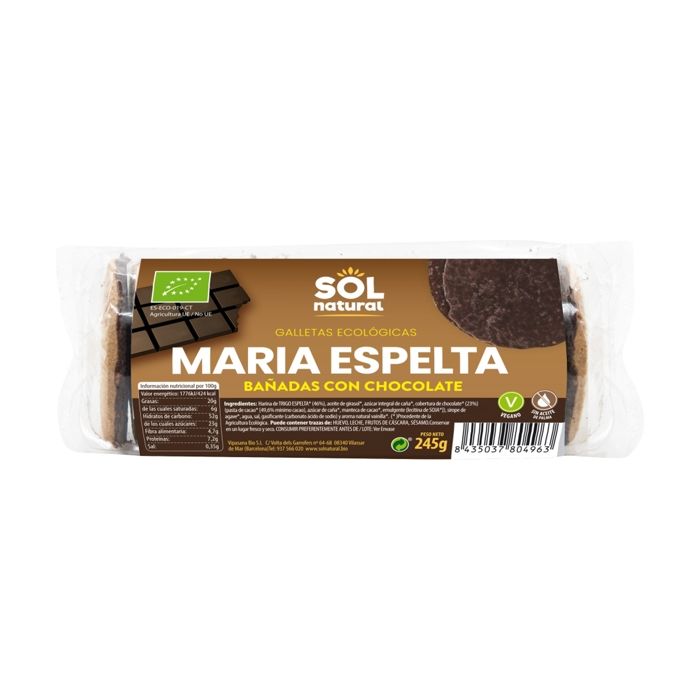 SOL NATURAL - Biscuits Maria à l'épeautre et au chocolat bio 245 g ...