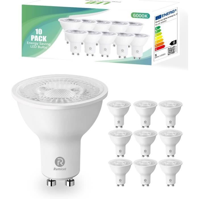 Ampoules LED GU10 - Blanc Froid 6000K 350lm - Lot de 10 - Cdiscount Maison