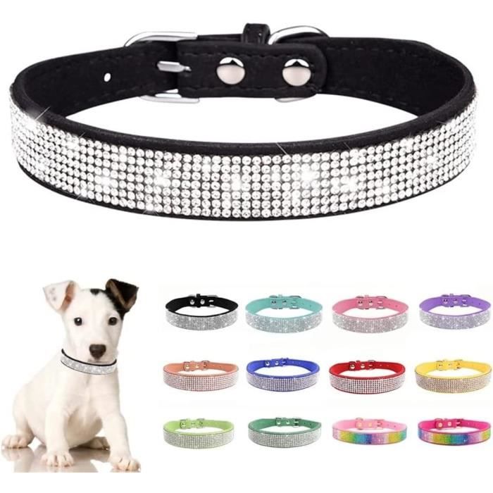 Collier Pour Chien Et Chat En Cuir Brillant Avec Strass Pour Petit ...