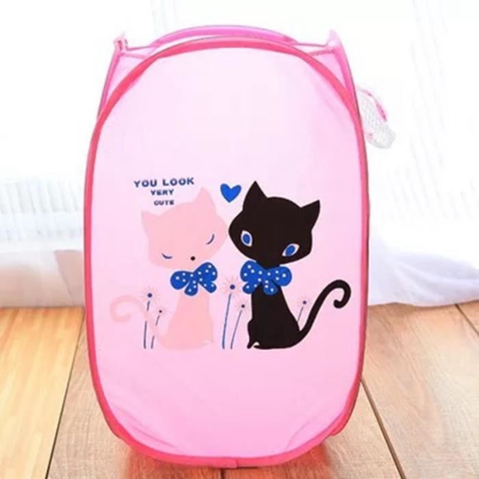 Panier à linge - Pink cat - Pliable - Maille ouverte - 32x47.5 cm - 120 ...