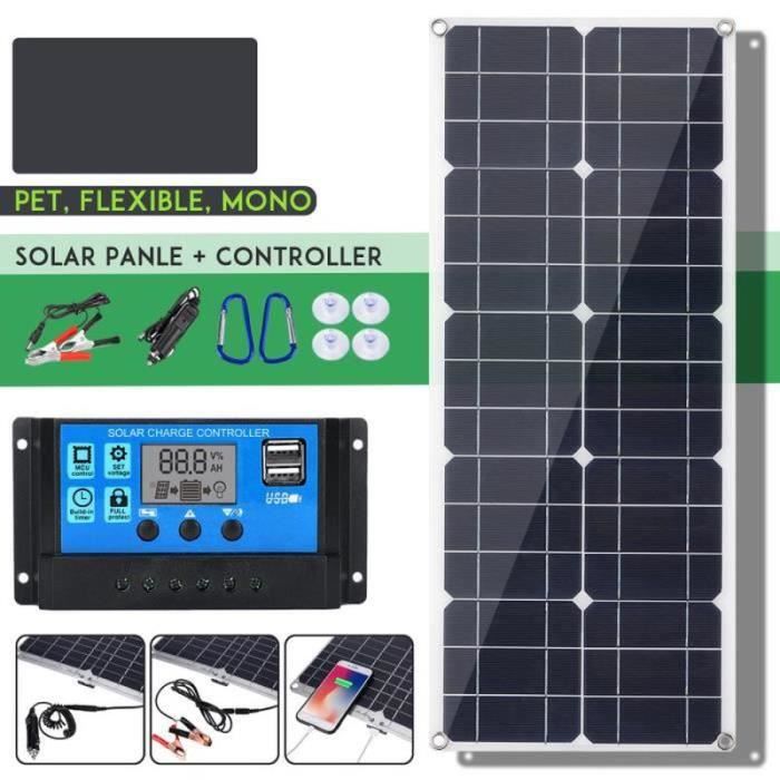 KIT PHOTOVOLTAIQUE - KIT SOLAIRE 60W Panneau Solaire Double DC USB Monocristaline Flexible ...