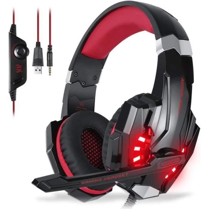 Casque Gaming Stéréo avec LED Lumière - Micro Casque PS4 PS5 - Basse ...