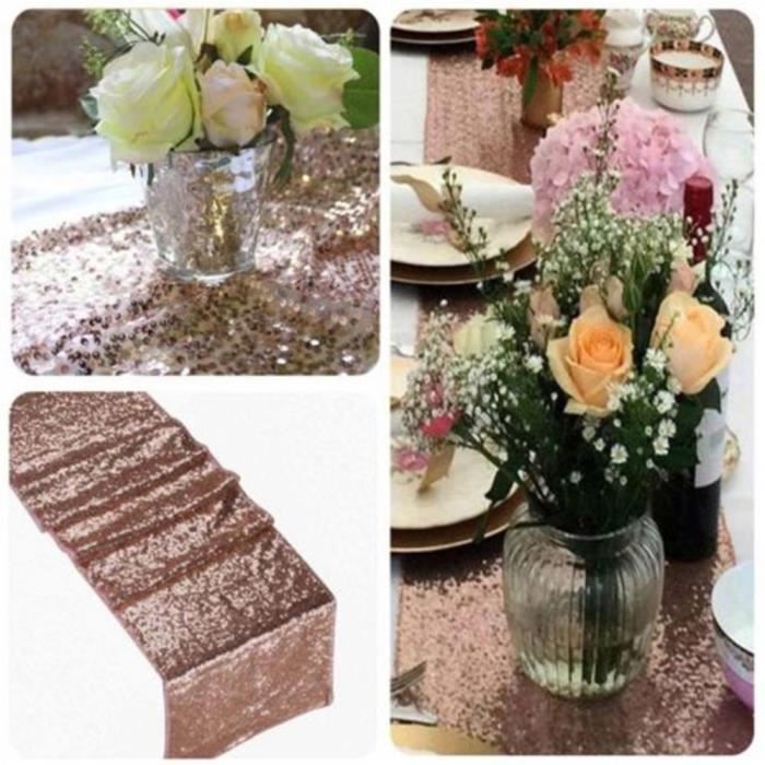 30*275cm Drapeau de table pailletée Rose doré - Cdiscount Maison