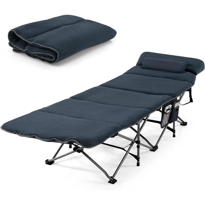 GOPLUS Lit de Camping Pliant avec Matelas et Oreiller Amovibles,Charge ...