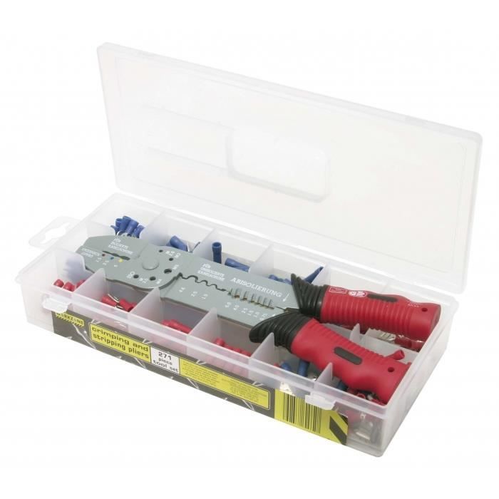 Pince à dénuder et à sertir - KS TOOLS - Coffret de 270 cosses pré-isolées - Jeu de pinces ...