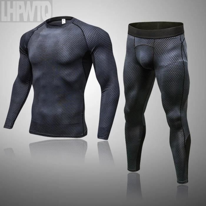 Ensemble de sous-vêtements thermiques de compression pour hommes,vêtements longs Johns imbibés ...