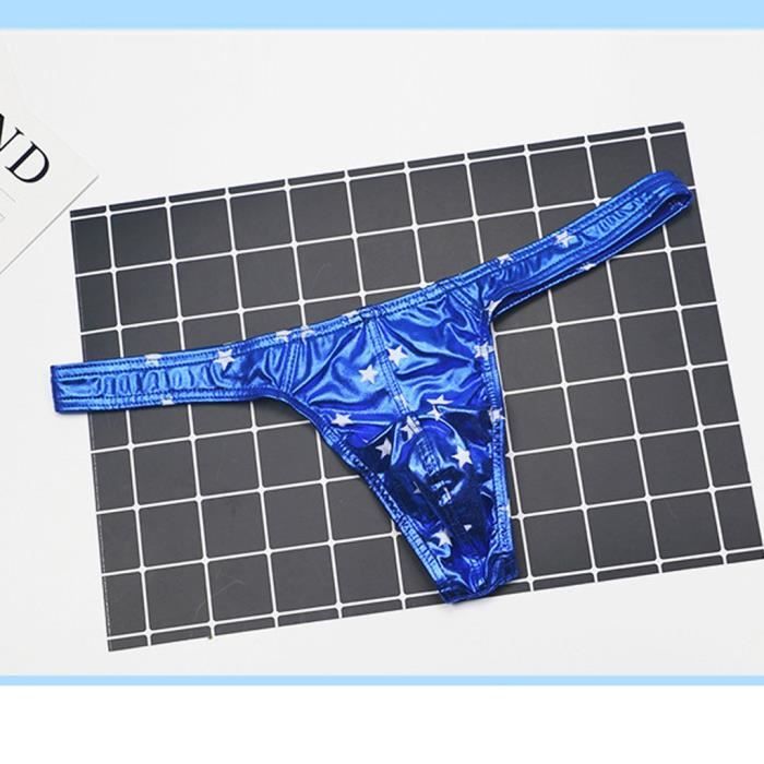 String Tanga Homme Mode Sexy en cuir artificiel Star Print Thong ...