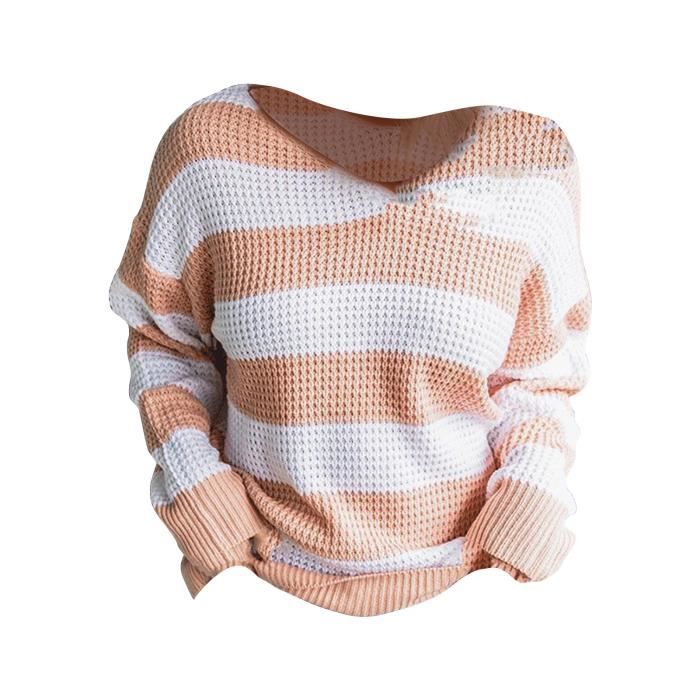 SOUS-PULL Femmes Pull Sweater Color Block Tempéramment Pull à rayures ...