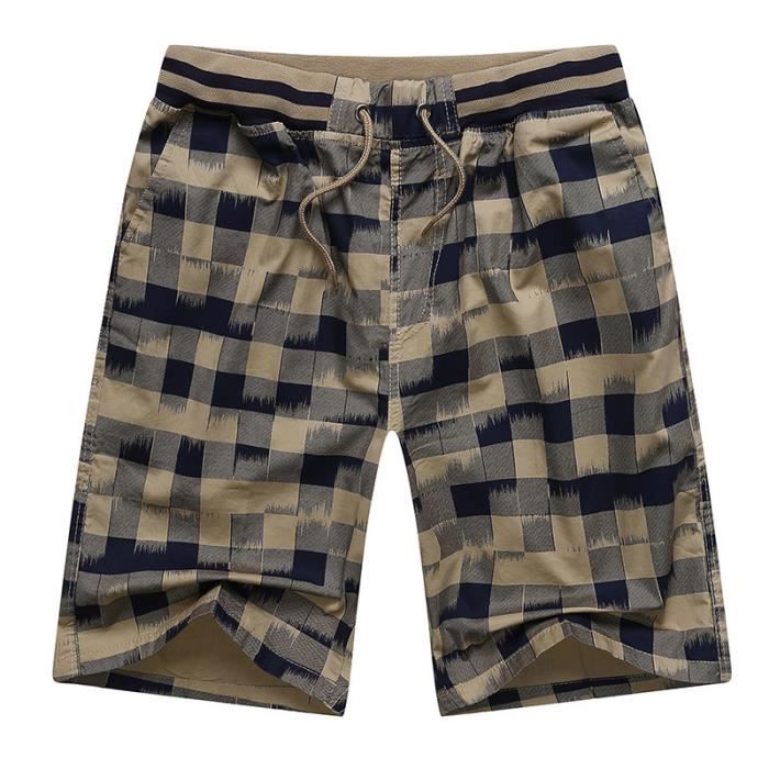 Short,Short à carreaux pour hommes, 100% coton de qualité, poches ...