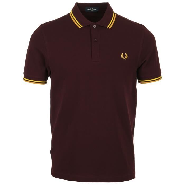 Polo Fred Perry Twin Tipped Fred Perry Shirt Oxblood electric yellow ...