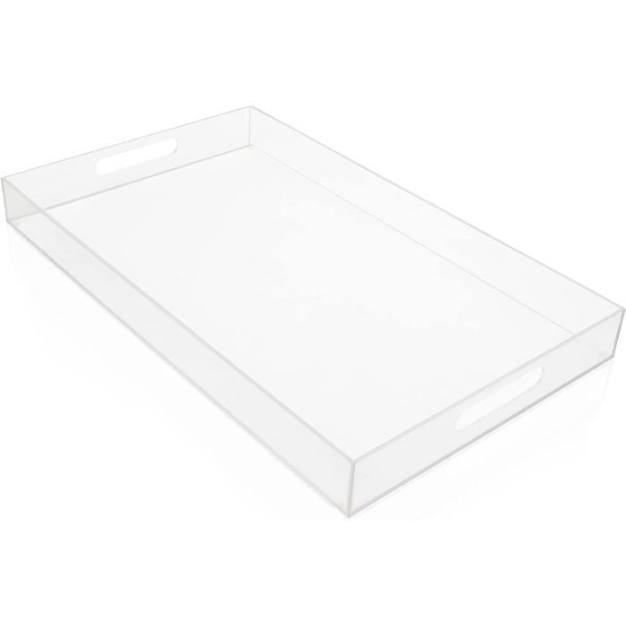 Kurtzy Plateau Transparent en Plastique Acrylique avec Poignées - L40 x ...