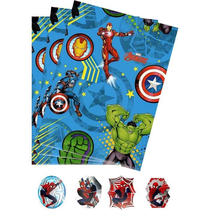 ARKRAFT Papier cadeau XXL 90 x 65 set 3 feuilles + 4 étiquettes ...