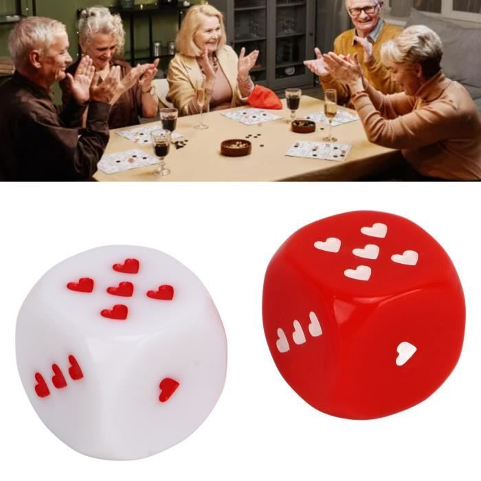 Jeu de dés - VGEBY - YESM - Coeur rouge et blanc - Matériau plastique ...