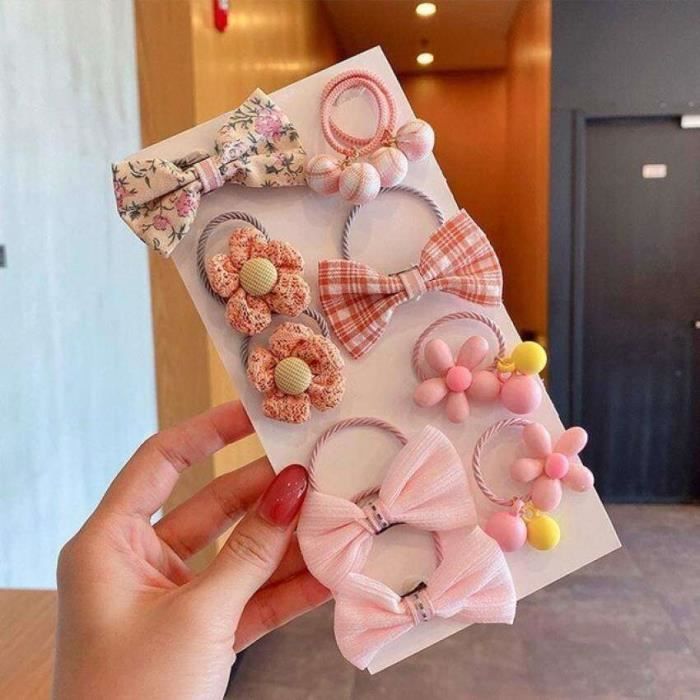 CO04647-BAVOIR.Lot de 10 pièces d'élastiques à cheveux pour filles. chouchous. petits chouchous ...