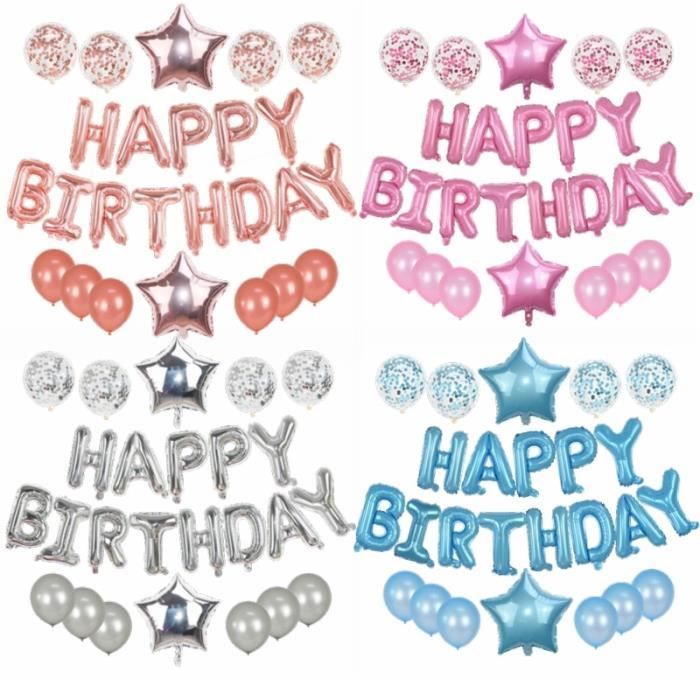 D F02 - Ensemble de ballons joyeux anniversaire, 1 ensemble, banderole ...