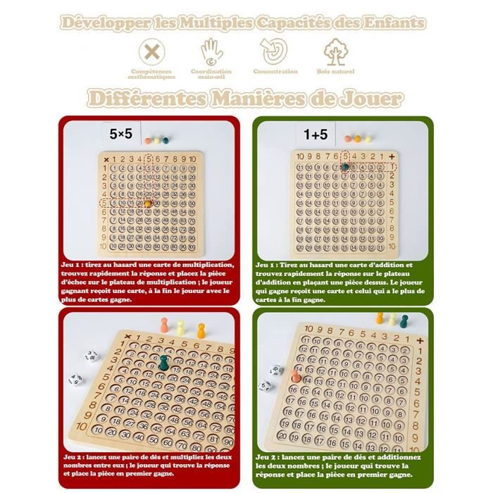 Table de Multiplication - Montessori - Jouet en Bois - 2 en 1 ...