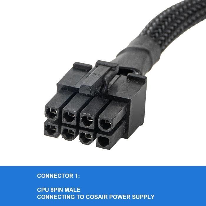 PCIE Cable for Corsair, PSU 8-Pin Male to PCIe 8Pin (6+2) Male Power Supply Cable for Corsair ...