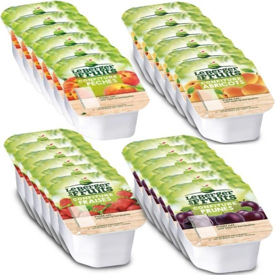 LE BERGER DES FRUITS - 24 barquettes de confiture assortie : prune ...