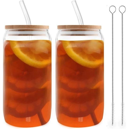 500ML Bubble Tea Verres à thé avec Couvercle et Paille,Verres à Bubble ...