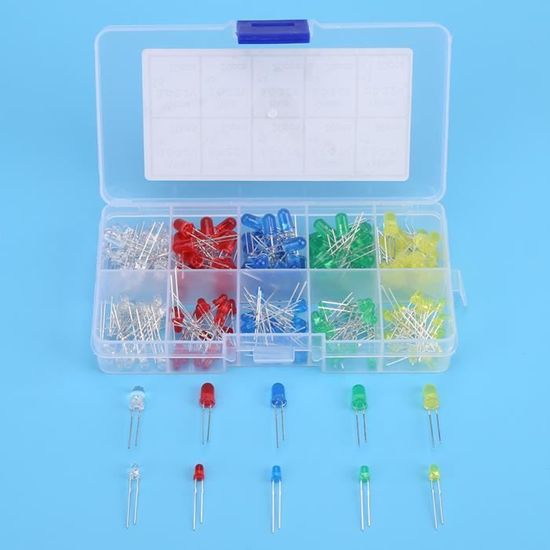 Transistor de diode de 3mm 5mm LED, 200pcs assortiment rouge jaune ...