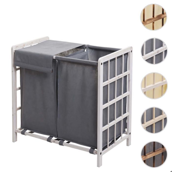 Bac à linge HWC-B60, bois massif 60x60x33cm 68l ~ blanc miteux ...