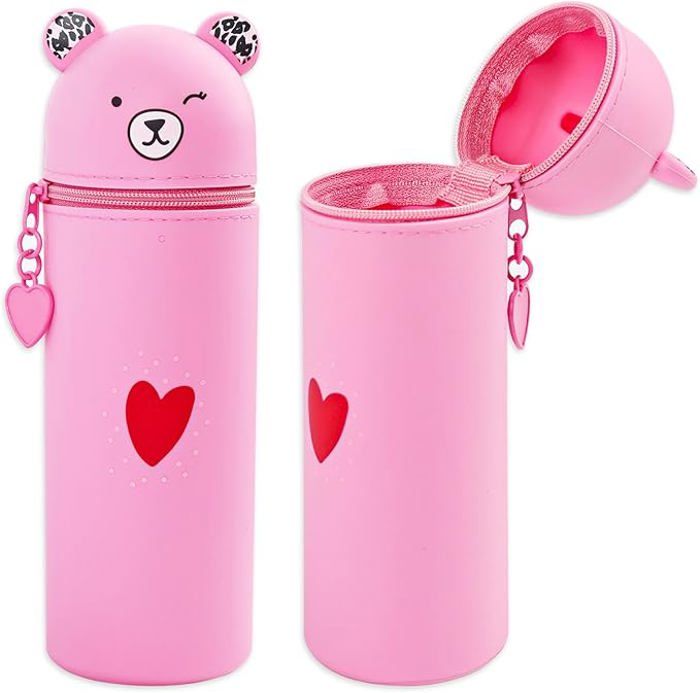 Trousse en Silicone Verticale – Design Ours Rose Inspiré de Legami ...