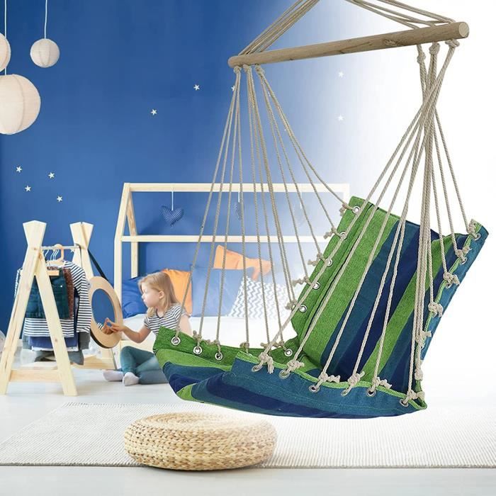 Hamac Sièges Suspendus Matelassés et Barre de Support en Bois Cha Hamac ...