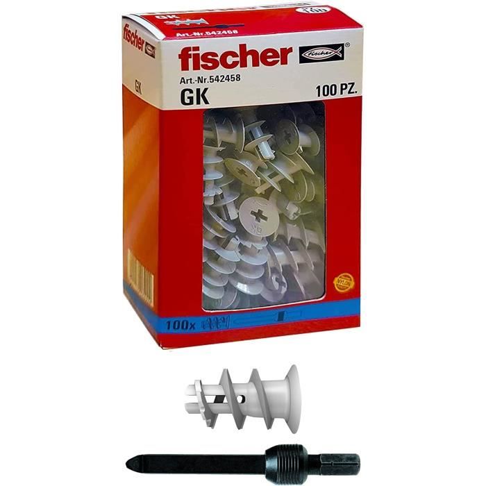 Fischer 542458 chevilles pour placoplâtre GX, gris, lot de 100 pièces ...