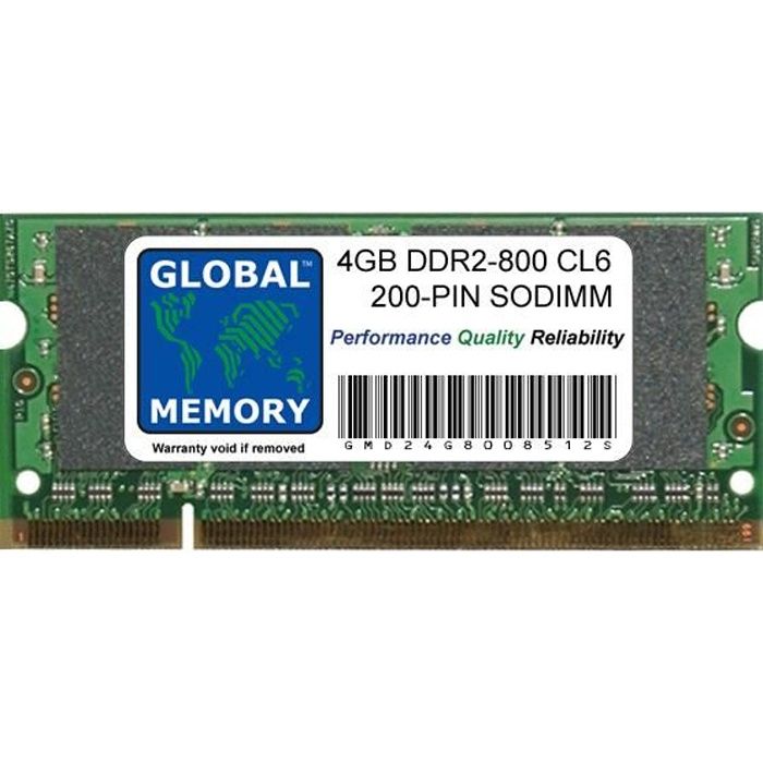 4Go DDR2 800MHz PC2-6400 200-PIN SODIMM MÉMOIRE POUR ORDINATEURS ...