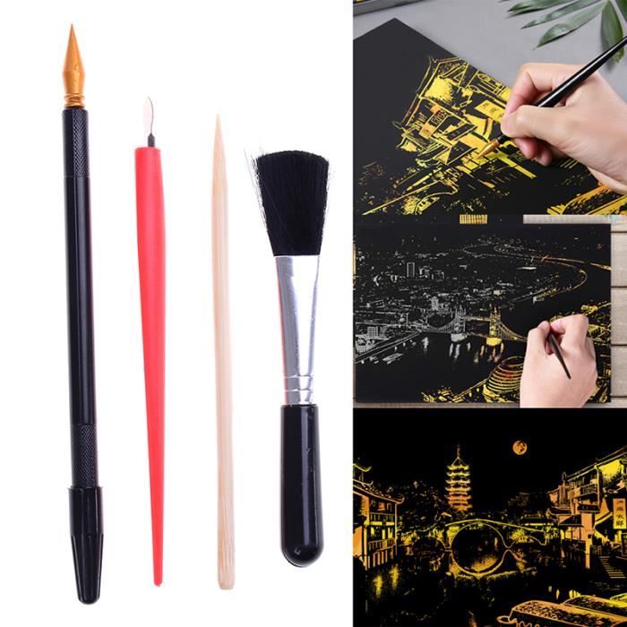 1 ensemble avec bâton grattoir stylo bricolage cadeau peinture dessin ...