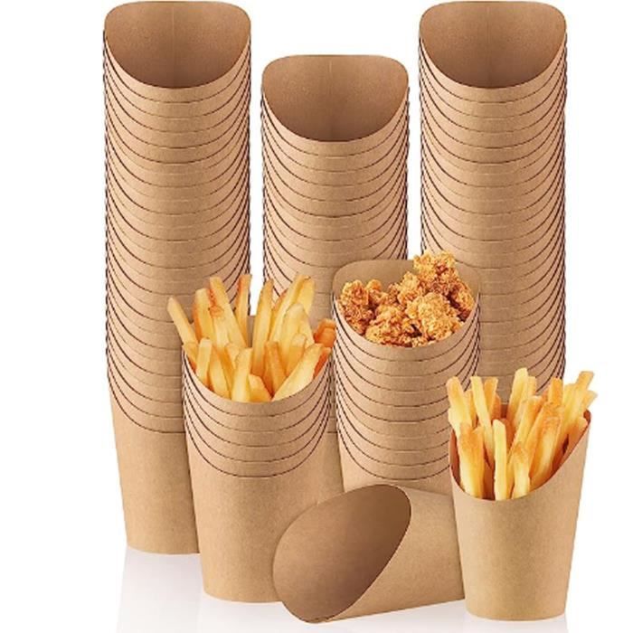 LAN 50 Pièces Porte-Frites Papier Kraft Étanche Oblique Bouche ...