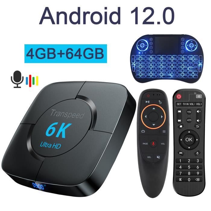 MEDIA STREAMER,64g Voice Keyboard Android 120 TV Box Assistant vocal 6K ...