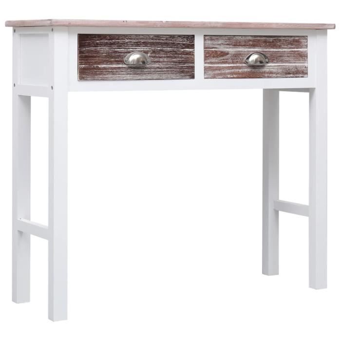 Table console classique en bois marron - GOTOTOP - 90 x 30 x 77 cm - 2 ...