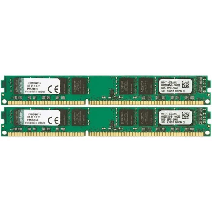Kingston KVR13N9K2/16 RAM 16Go 1333MHz DDR3 Non-ECC CL9 DIMM Kit (2x8Go ...