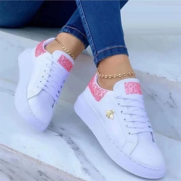 Baskets à Talons compensés pour Femmes Chaussures Marche à Semelles ...