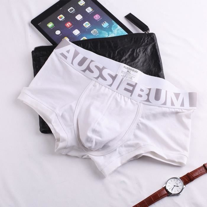 Sous-vêtement,culotte en coton pur pour homme, taille moyenne, élastique, respirante, à quatre ...