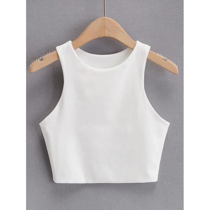 Debardeur Dames Double Nylon Sans Manches Col Rond Sexy Mince Haute ...