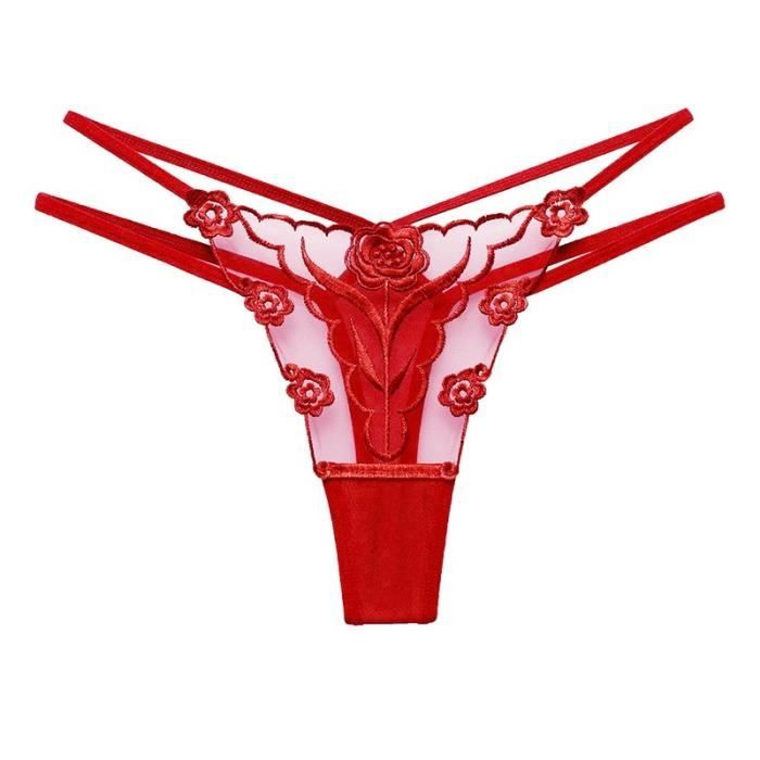 Sous-vêtement,String Sexy en dentelle florale pour femmes,culotte en ...
