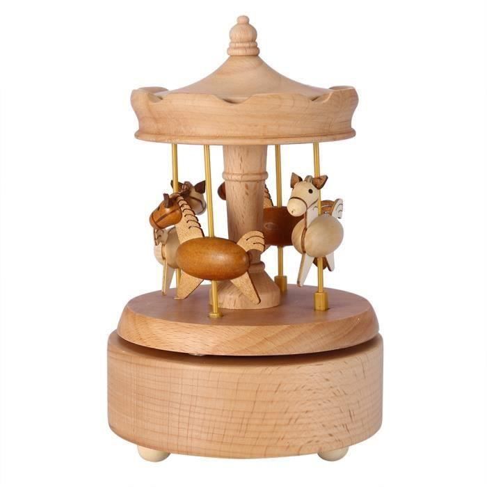 Activité-Boîte à musique en bois Vintage carrousel belle main boîtes à ...