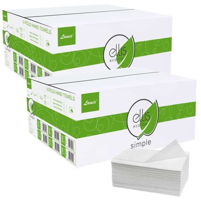 ELLIS Ecoline serviette en papier pliante, papier blanc à deux ...