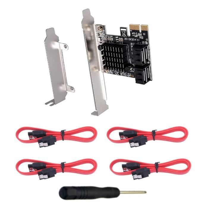 Carte SATA 4 Ports avec 4 Câbles SATA ContrôLeur SATA 3.0 6 Gbps Carte ...