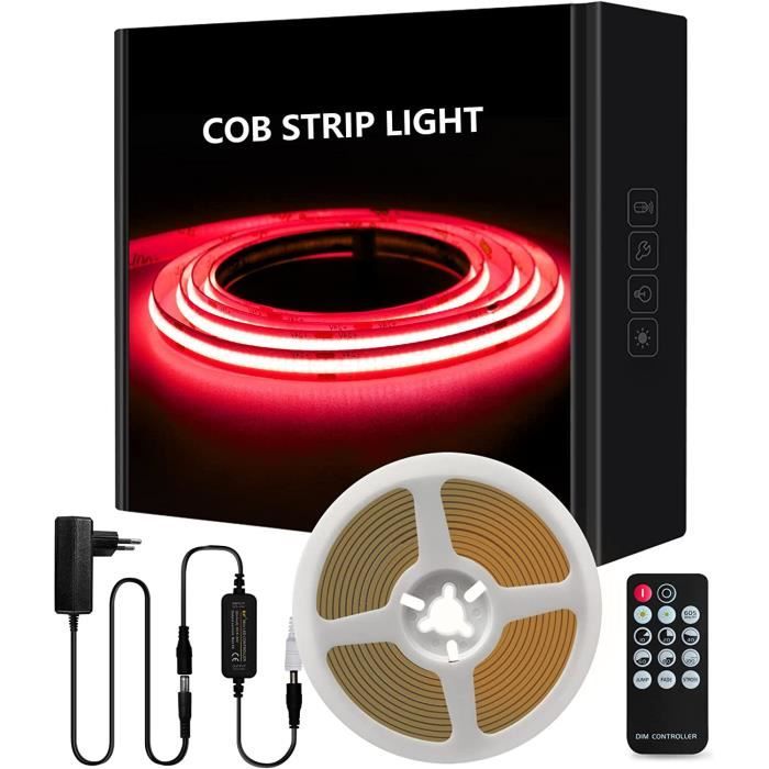 Tayire DC24V Ruban LED COB rouge Set, 5m 480LED-m Lères de bande LED ...