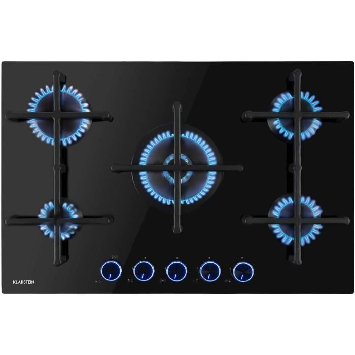 Klarstein Ill nosa - table de cuisson à gaz, encastrable, brûleur Sabaf ...