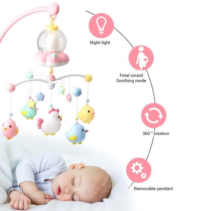 VINGVO Hochets rotatifs suspendus pour bébé Mobile musical pour berceau ...