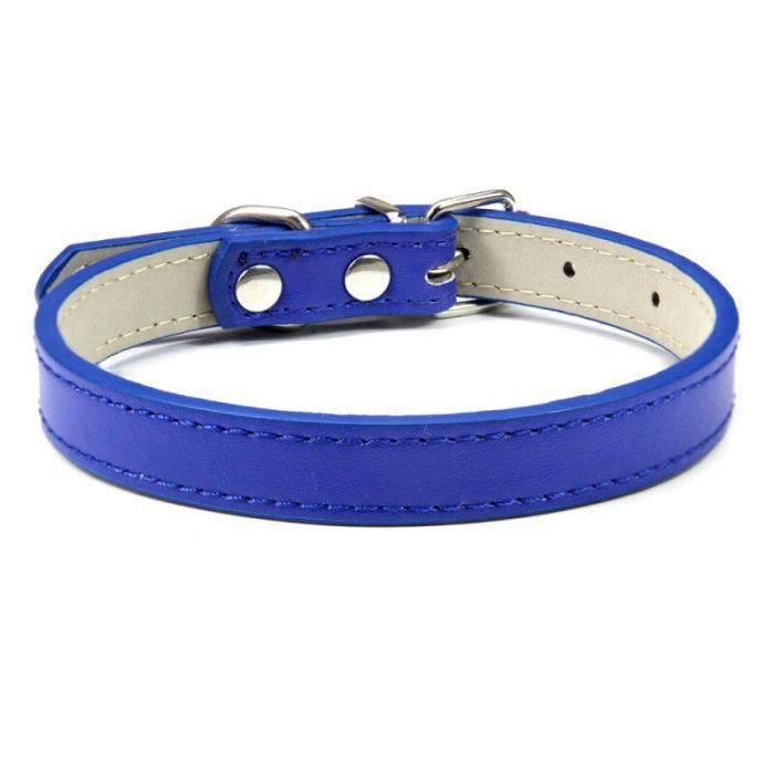 Animaux collier,Bleu-S--Sangle de cou en cuir PU pour animaux de ...