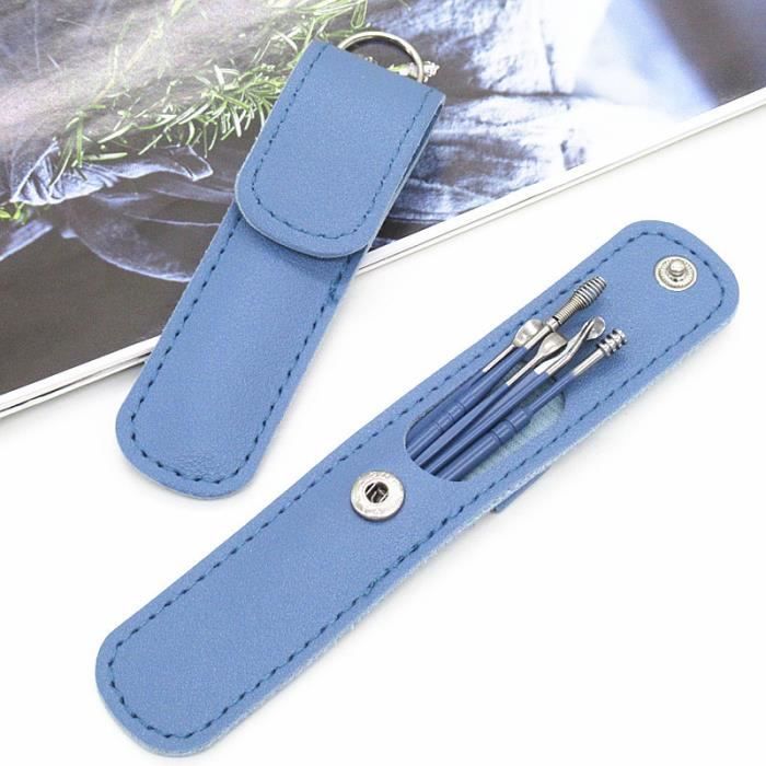 KIT ANTI-CERUMEN,style2 blue--Curette de cérumen en acier inoxydable, 6 ...