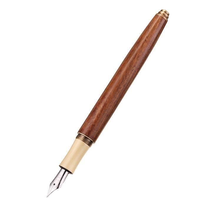 Delike Stylo-plume Baril Bois Fait Main Nature Cadeau Extra Fin 0.38mm ...